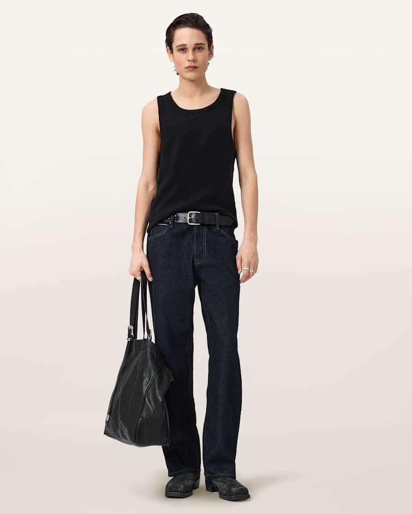 Axel Ribbed Cotton Vest Jet Black | ALLSAINTS